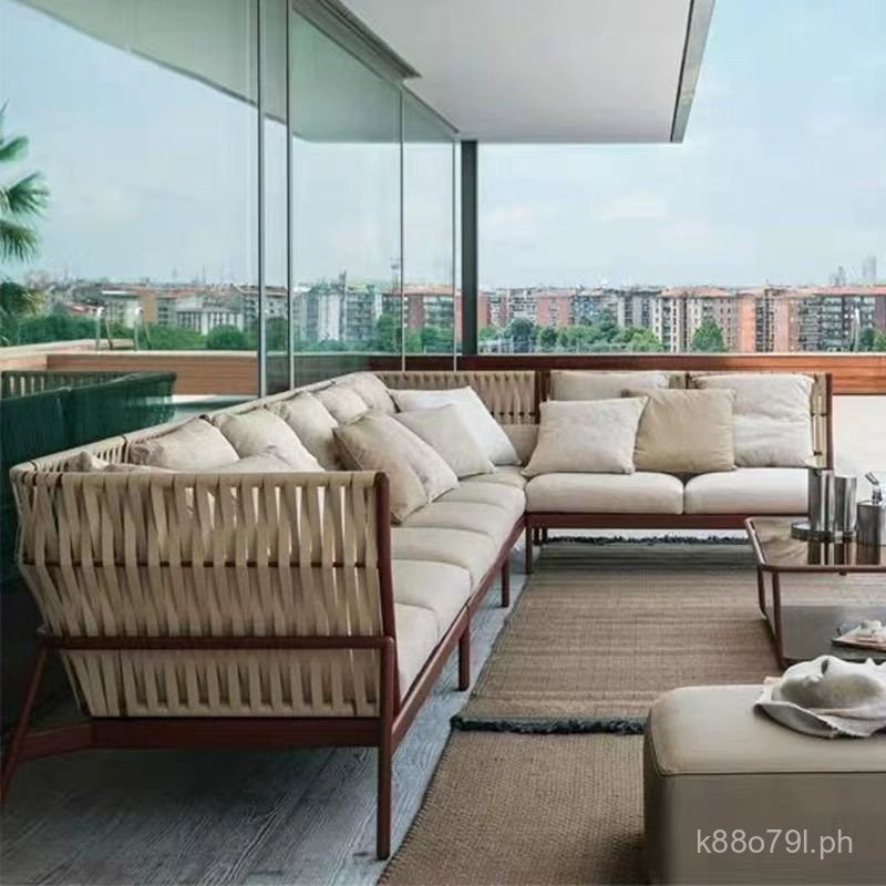 Designer Villa Outdoor Sofa Courtyard Garden Outdoor Sunroom Rattan ...