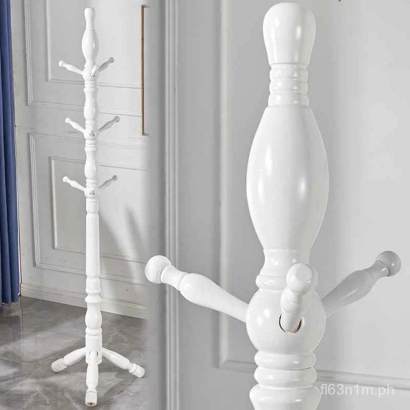 7W Solid Wood Coat Rack Floor Standing Clothes Rack European Style ...