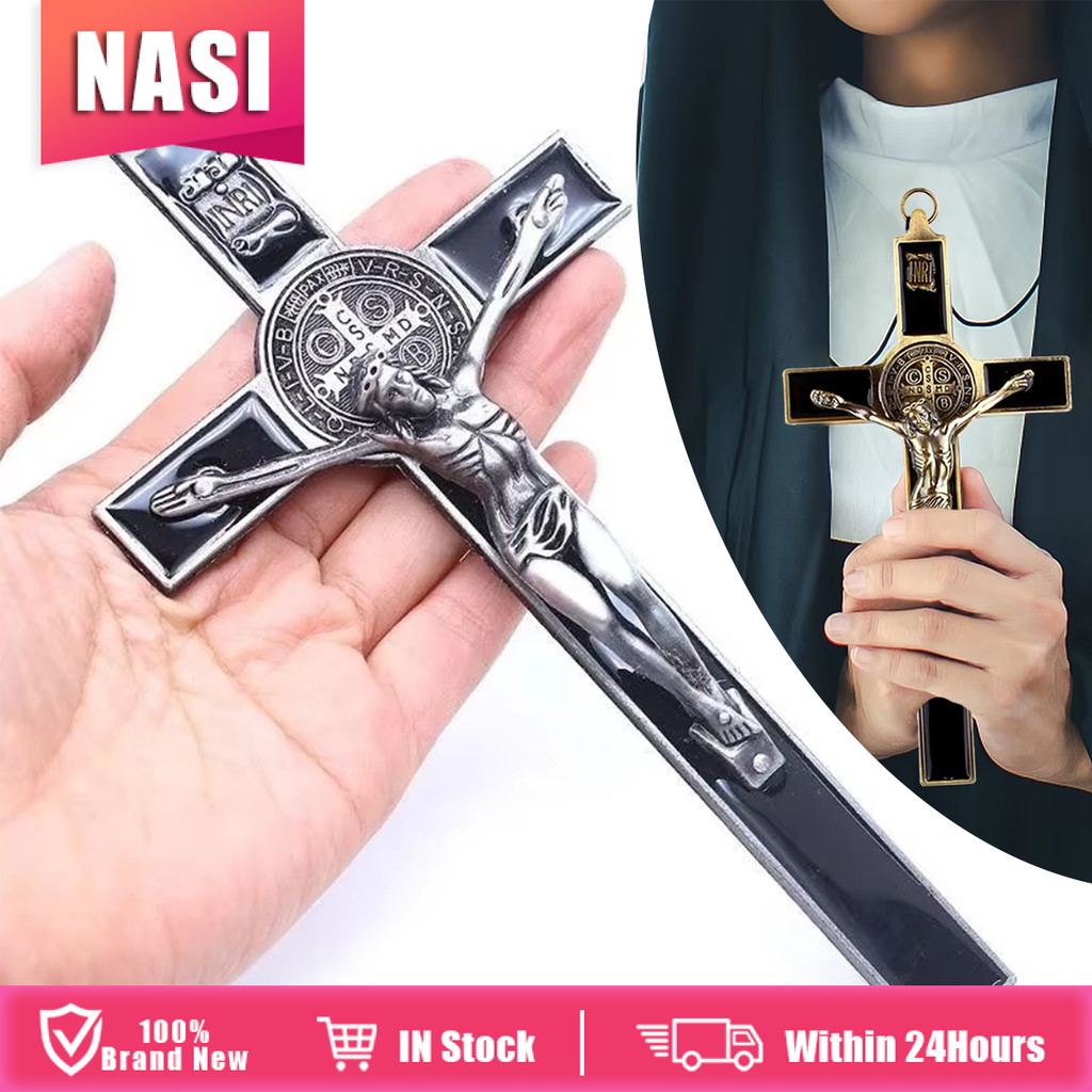 Christian Cross Metal Standing Crucifix Catholic Christ Jesus Icon ...