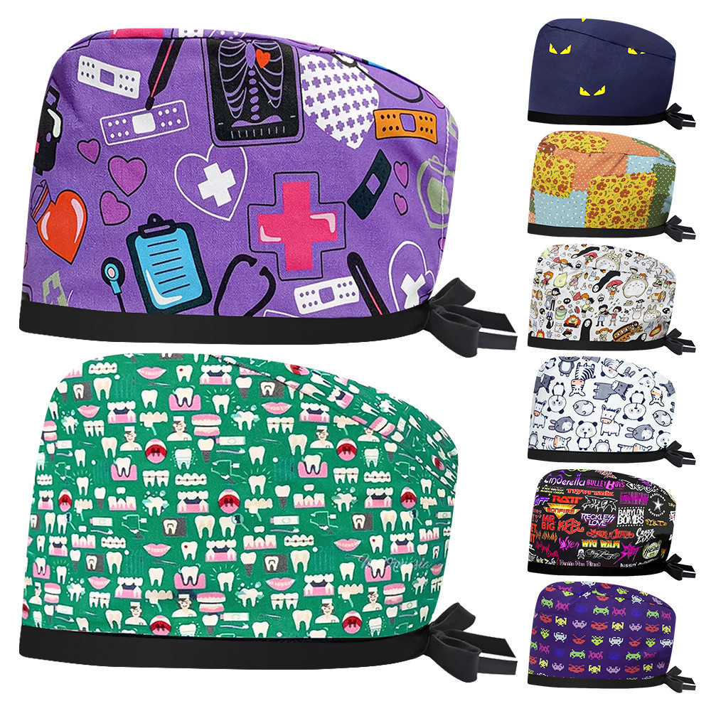 Operating Cap Medical Cotton Swab Nurse Toque Beauty Salon Lace-up ...