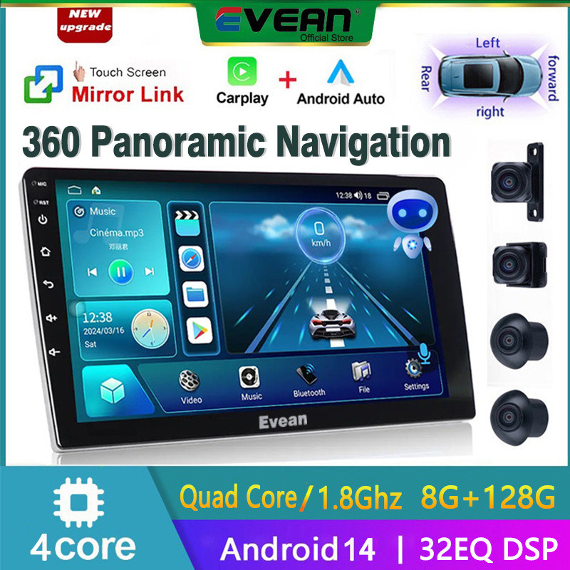 [AI Voice Control]Evean 9"/10"inch 8G 128G 360 Panorama Camera Car ...