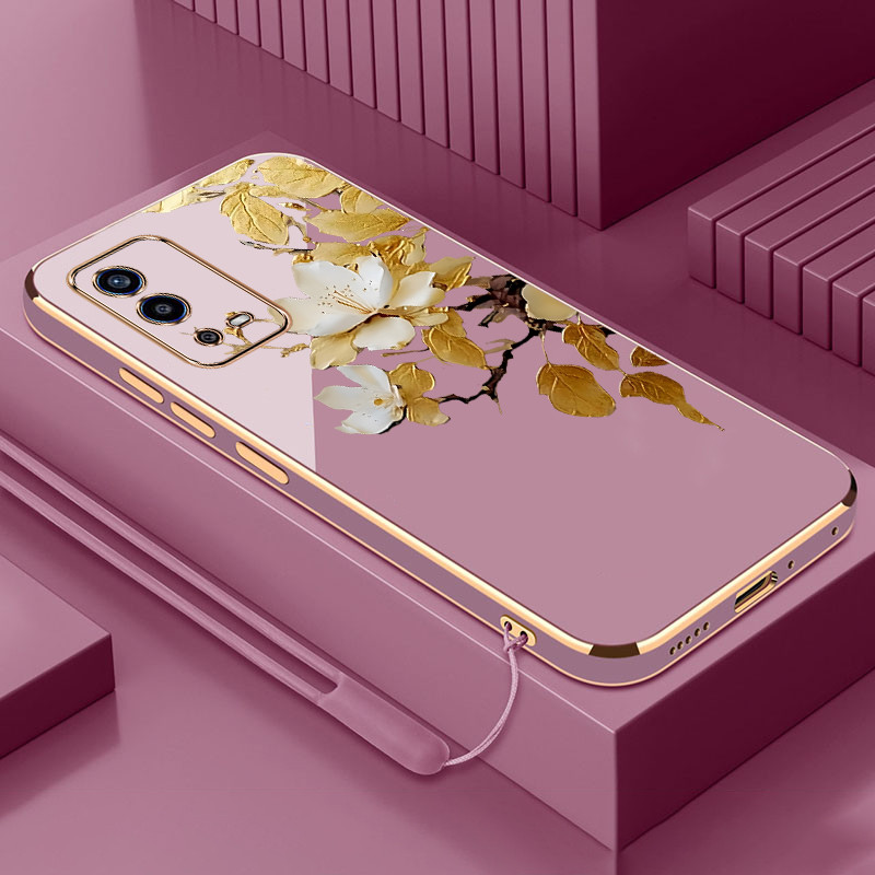 Casing OPPO A55 4G phone case TPU silicone straight edge electroplated ...