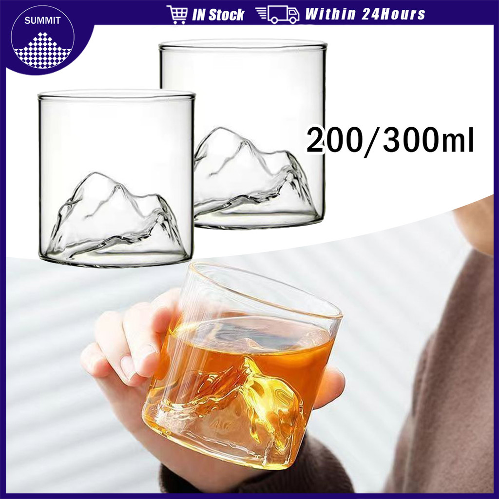 200/300ml Transparent Glass Cup For Drinking Creative Mountain Base ...