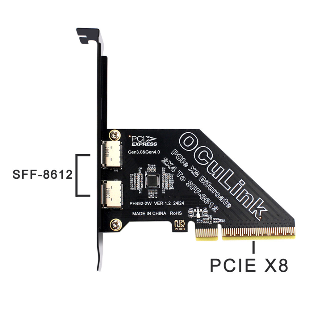 PCIeX8 To 2 Port Oculink SFF 8611 8612 Adapter Card Expansion Card PCIe ...