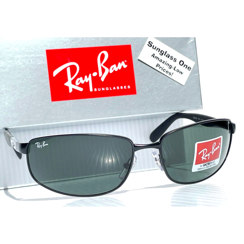 NEW Ray Ban Matte Black Metal Frame Crystal Green lens Sunglass RB 3254 ...