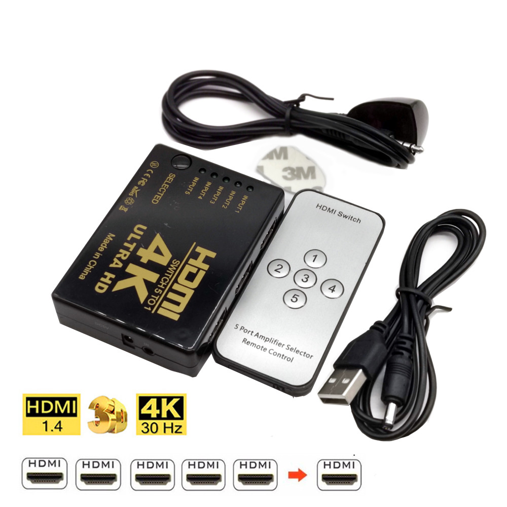 HD 4K*2K HDMI-compatible Switcher 1x5 Port 5 input in to 1 Switch ...
