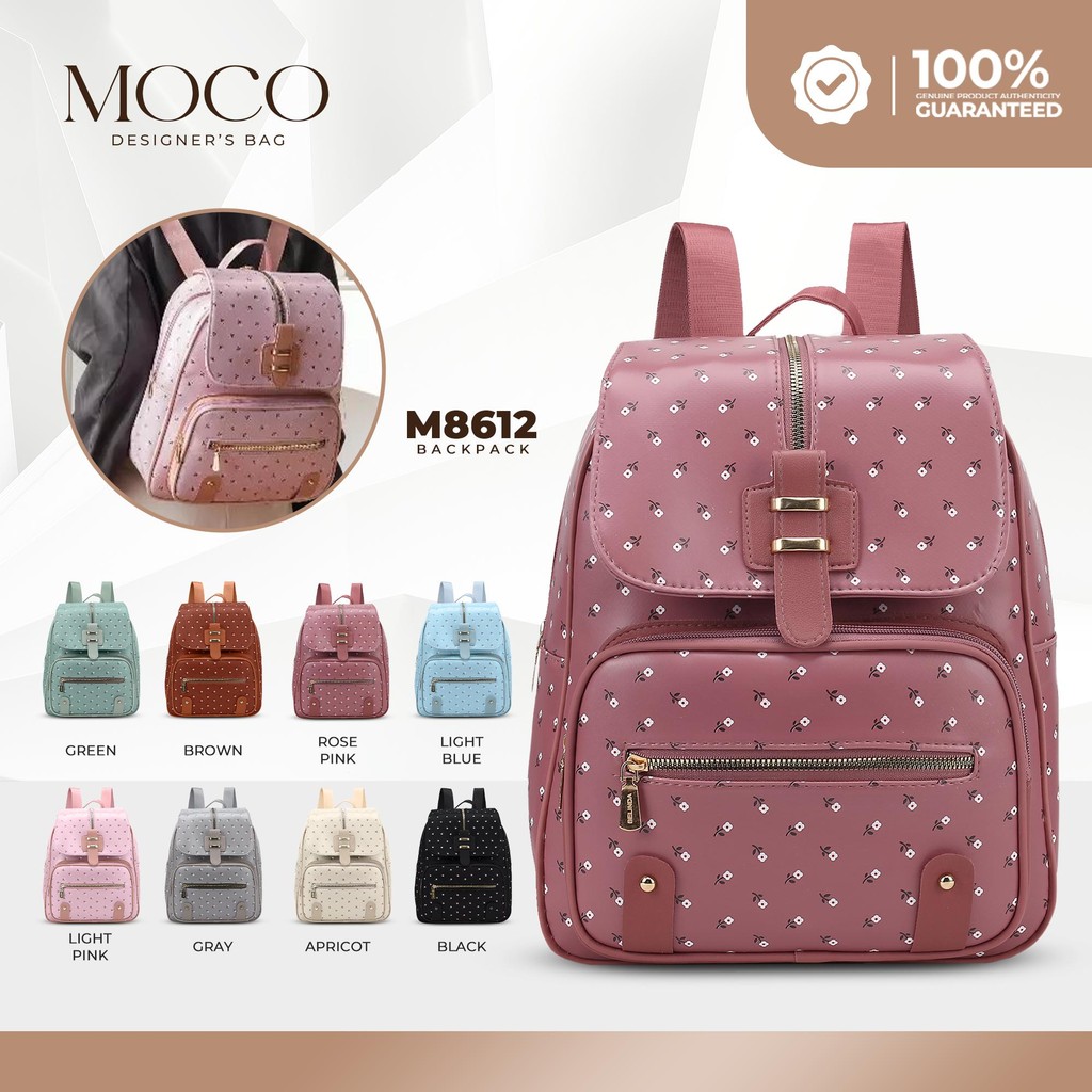 Moco Bags Backpack For Women PU Leather Ladies Korean Fashion Original School Bag For Women ...