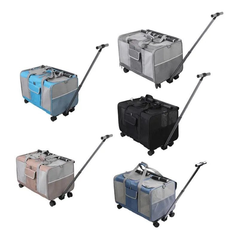 Dog And Cat Carrier with Wheels, Cat Carrier with Wheels for 2 Cats ...