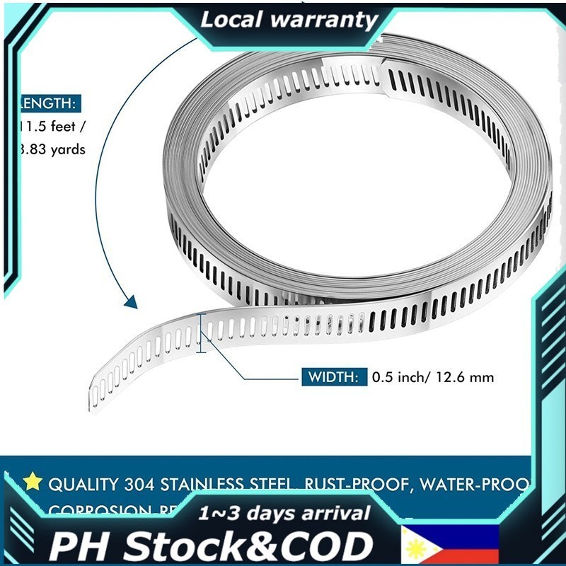 304 Stainless Steel Worm Clamp Hose Clamp Strap with Fasteners ...