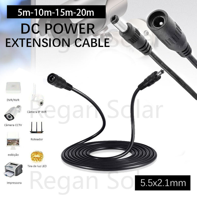 15M/20M Dc Power Extension Cable Jack Socket Male Plug For Cctv Camera ...