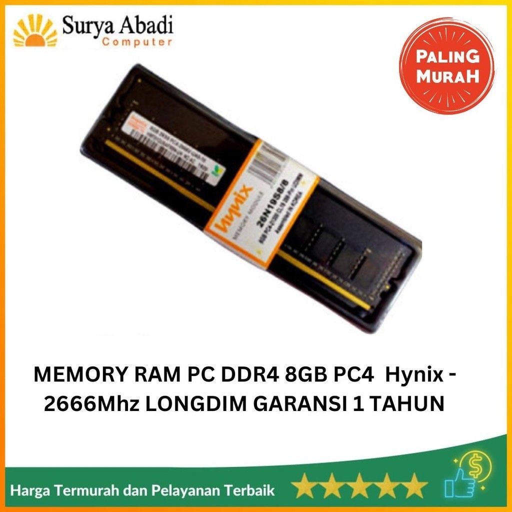 Memory RAM PC DDR4 8GB PC4 Hynix - 2666Mhz LONGDIM 1 Year Warranty ...