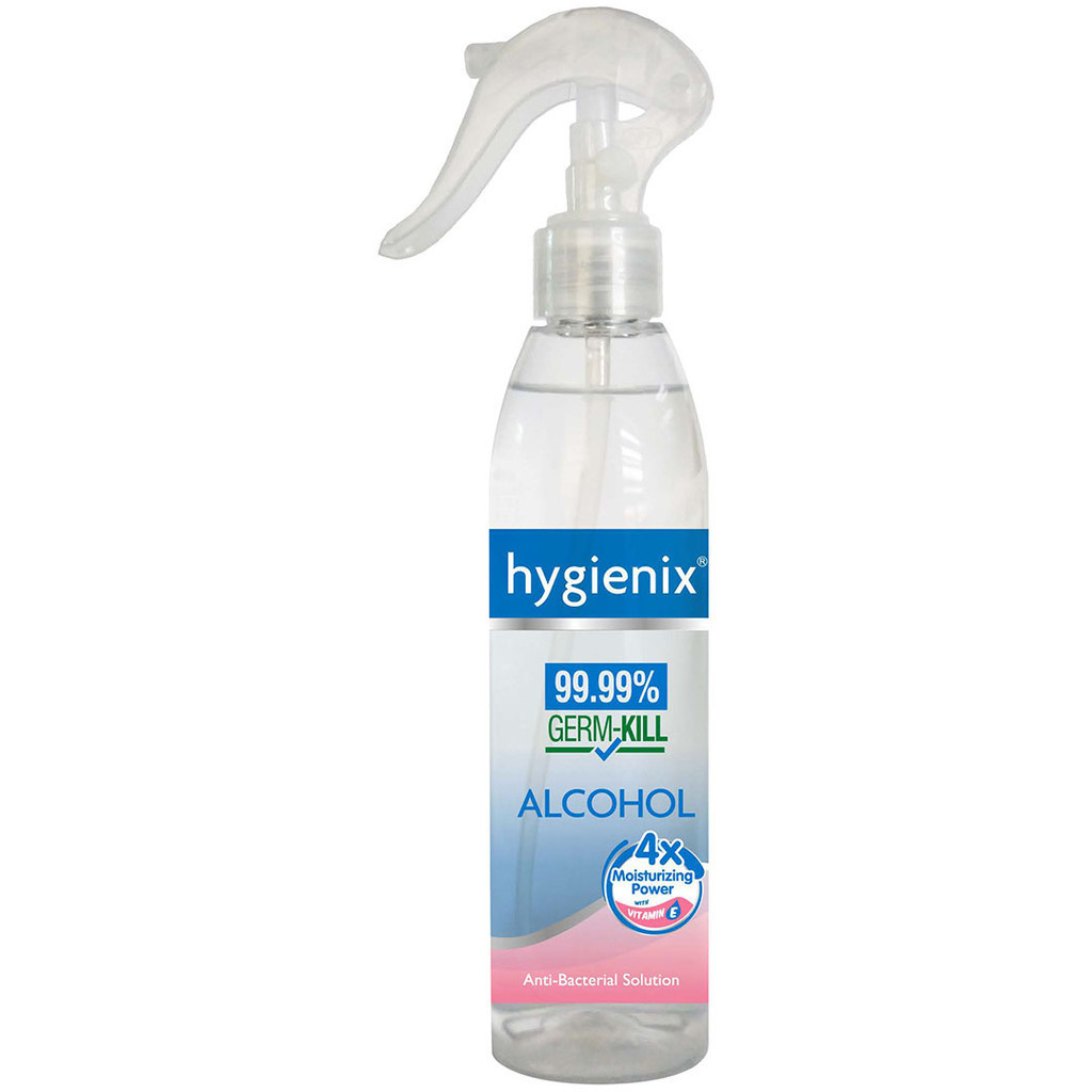 Hygienix Alcohol Moisturizer Trigger Spray with Vitamin E - Non-Drying, Kills 99.99% Germs, Mild ...