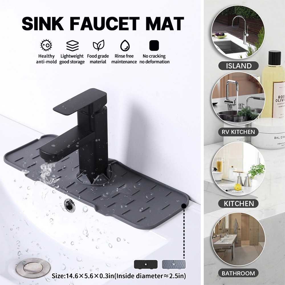 Kitchen Sink Splash Guard Household Sink Storage Silicone Upholstered ...