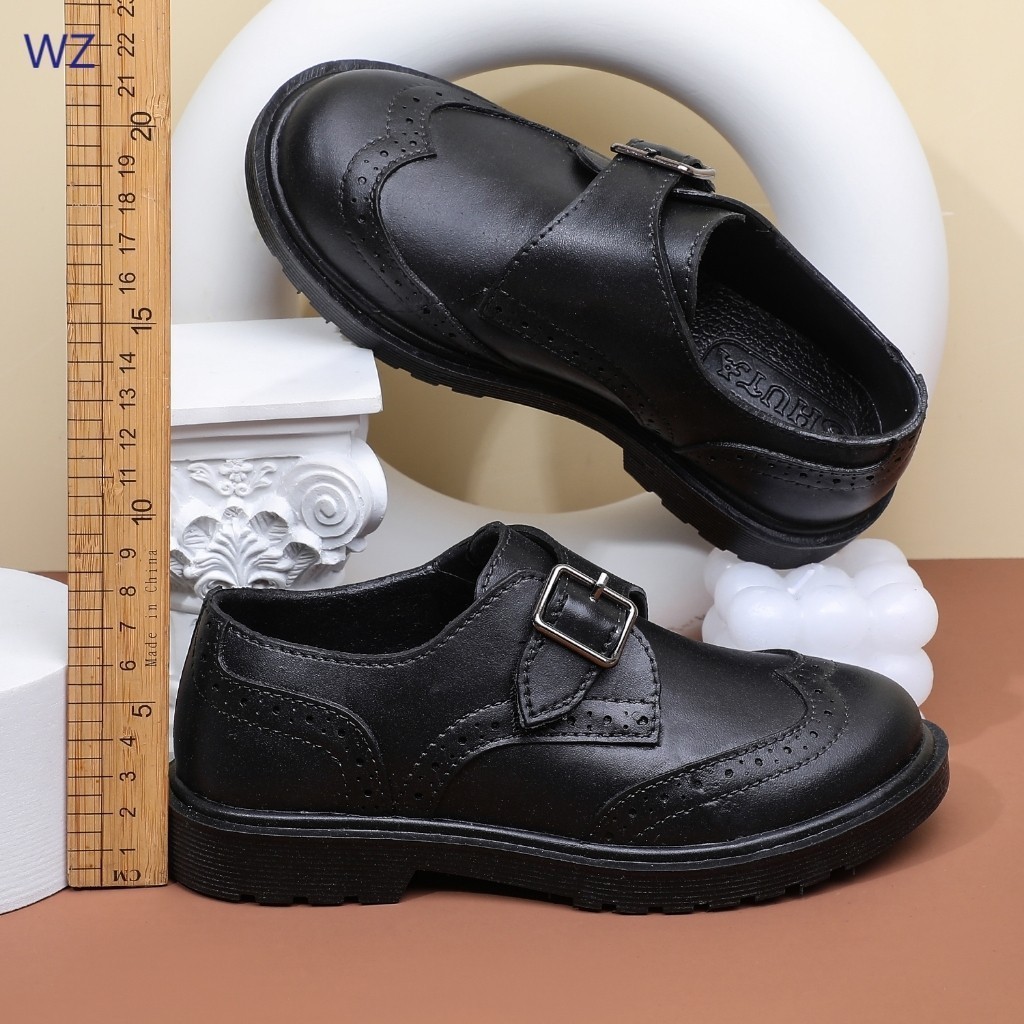 Shuta children's rubber black student shoes one-leg round-toe formal ...