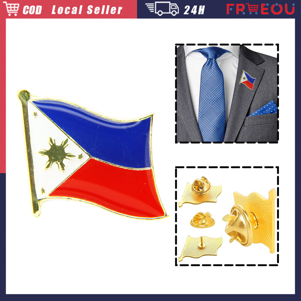 Philippine Flag Brooch Flag Brooch Filipino flag crystal drop gum badge ...