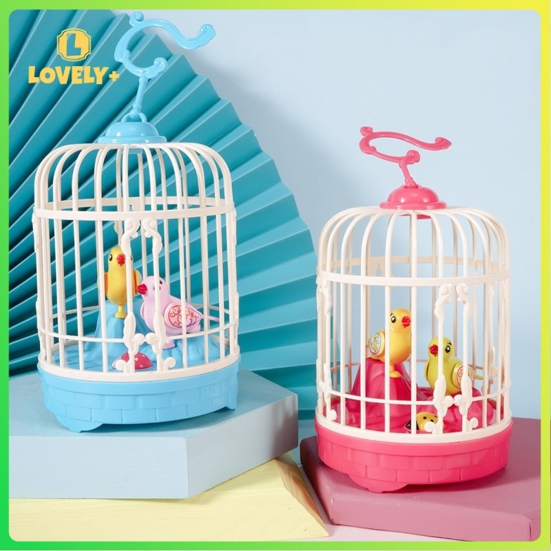3 Colors Electronic Simulation Birds Cage Toy with Voice Control ...