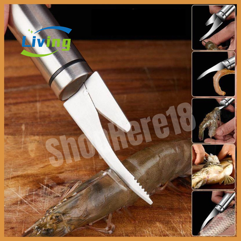 6IN1 Shrimp Peeler Cut Fish Scraper Scale Knife Shrimp Deveiner Line ...