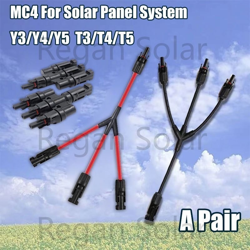 MC4 Y3/Y4/Y5 T3/T4/T5 Branch Connectors for Solar PV Parallel Connection Solar Panels Cable ...