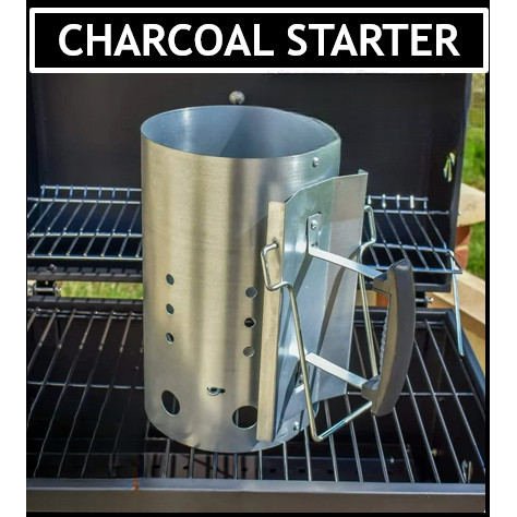 Charcoal Starter Barrel Chimney Grill Barbecue BBQ Galvanized Steel ...