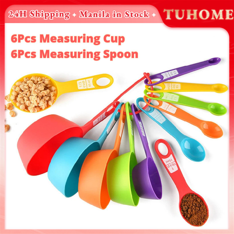 12Pcs/Set Colorful Measuring Spoon and Measuring Cup Set Plastics ...