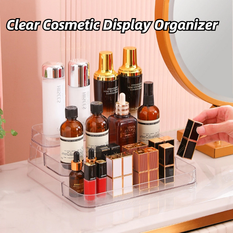 Acrylic 3 Layer Clear Cosmetic Display Organizer Skincare Storage Case ...