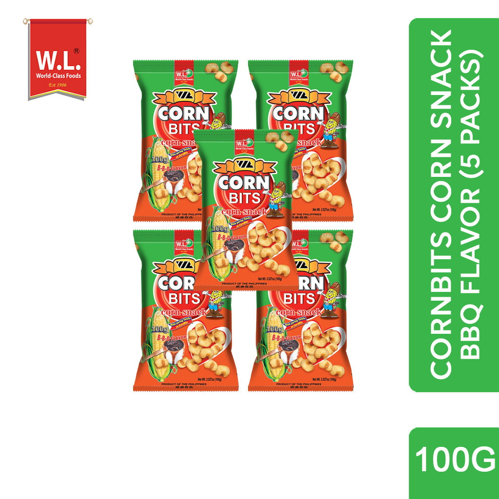 WL FOODS Corn Bits Corn Snack Barbeque 100g x 5's | Shopee Philippines