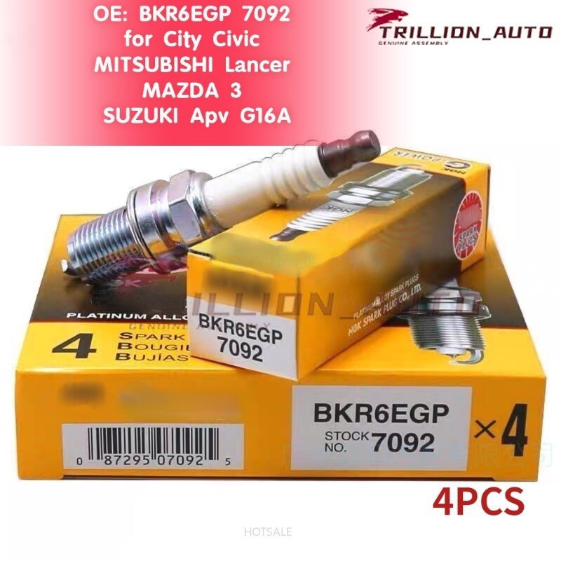 4PCS SPARK PLUG BKR6EGP 7092 for HONDA City Civic MITSUBISHI Lancer ...