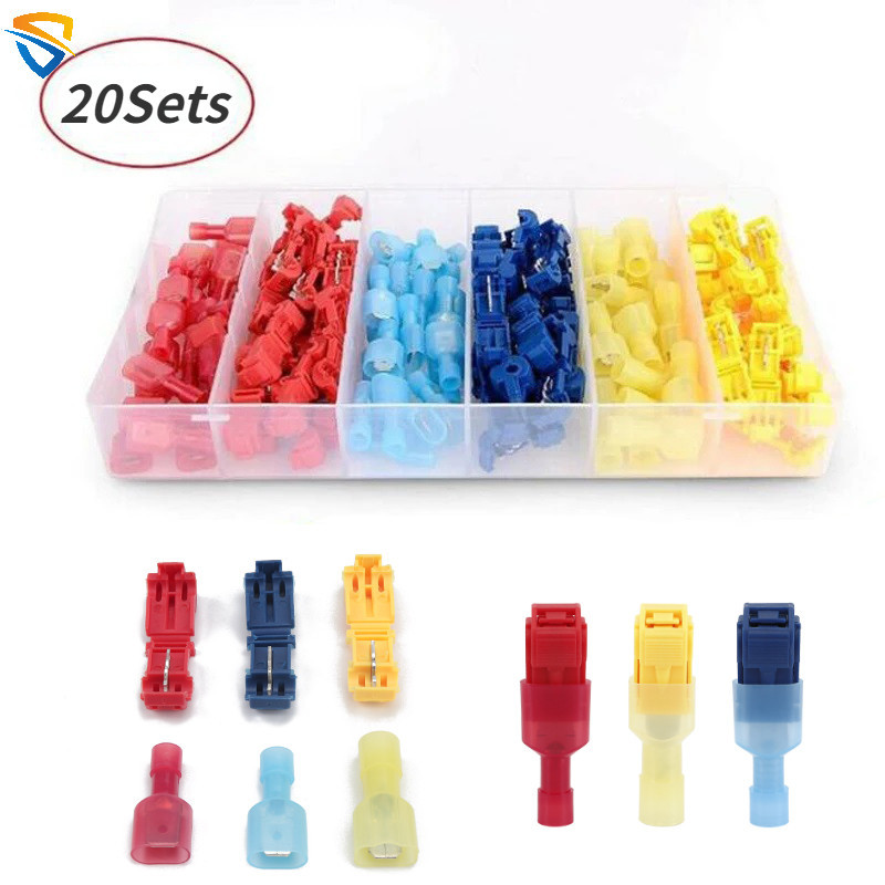 20Sets T-Shaped Crimp Terminal Blocks Corrosion Resistance Tin Plated ...