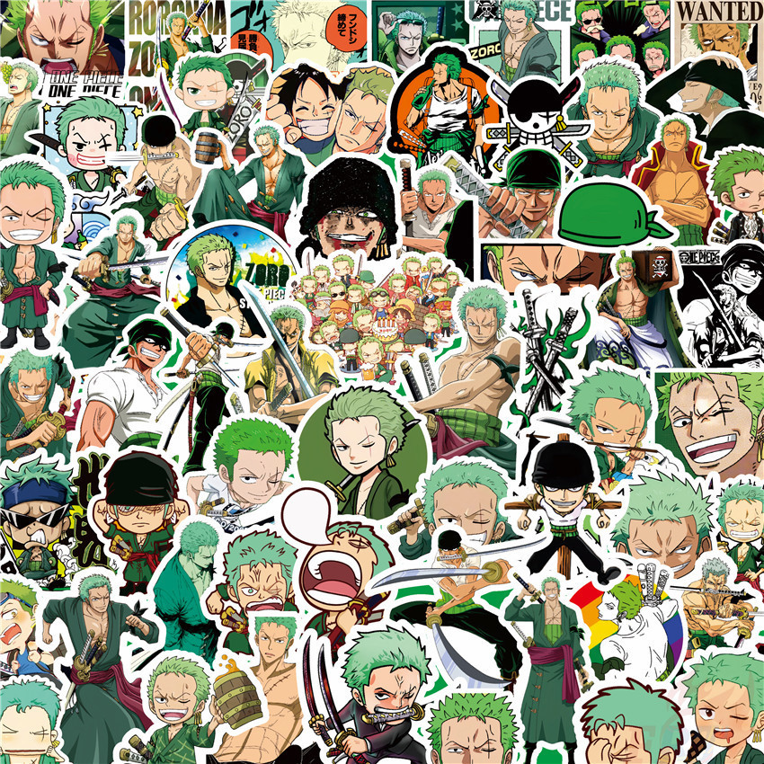 100Pcs/Set One Piece . Zoro Stickers DIY Fashion Decals Doodle Stickers ...
