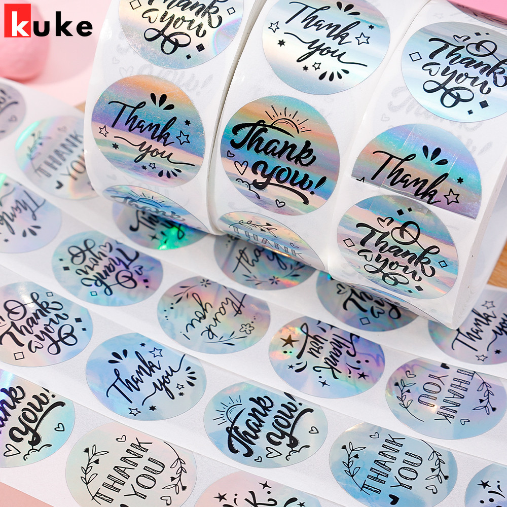 500Pcs/Roll Circular Thank You Label Stickers - Laser Self-Adhesive ...