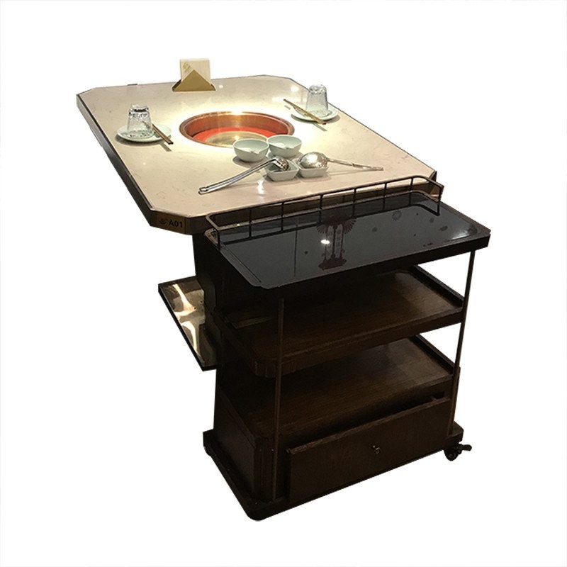 Marble Hot Pot Buffet BBQ Restaurant Table Without x Smoke Grilled Hot ...