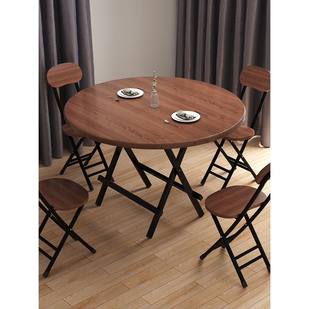 Folding round Table Dining Table Household Small Apartment Table and ...