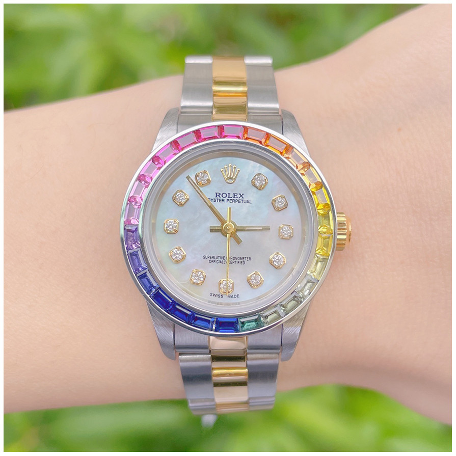 Rolex Watch Female Oyster Style Permanent Series Back Diamond Automatic ...
