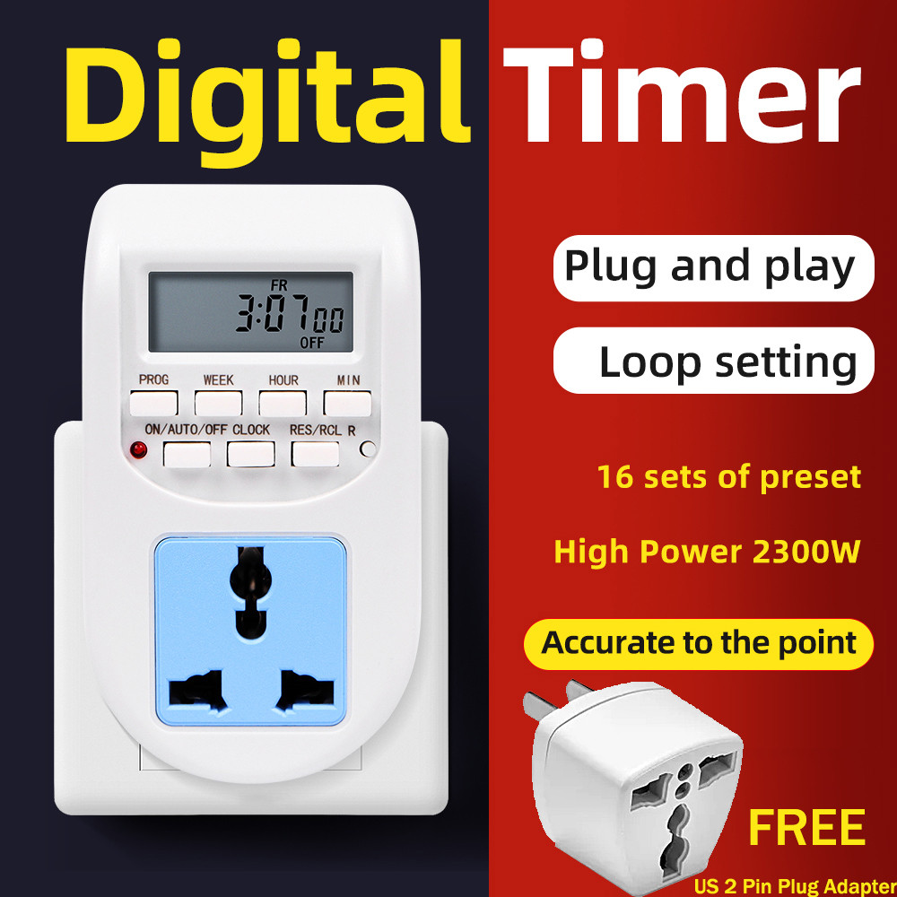 24 Hours Energy Saving Timer Programmable Electronic Socket Digital Timer With Us 2 Pin Plug