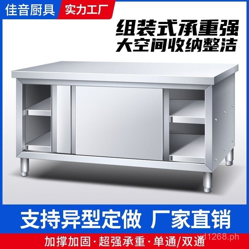 Kitchen with Slide Door Stove Workbench Stainless Steel Cabinet Spare ...
