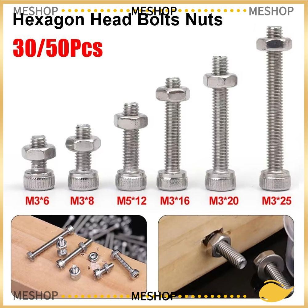 ME 30/50Pcs Hexagon Bolts Nuts, Mini 304 Stainless Steel Screw ...