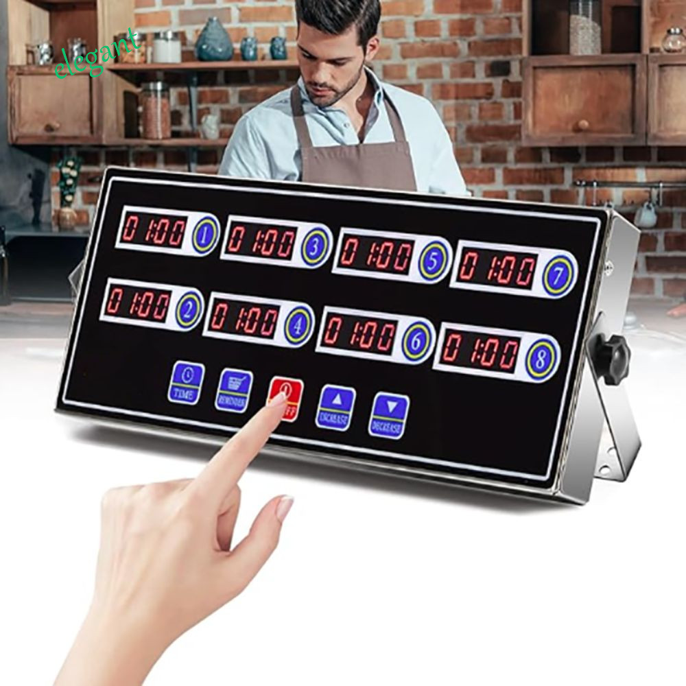 ELEGANT Commercial Kitchen Timer, 4/6/8 Channels LED Digital Screen ...