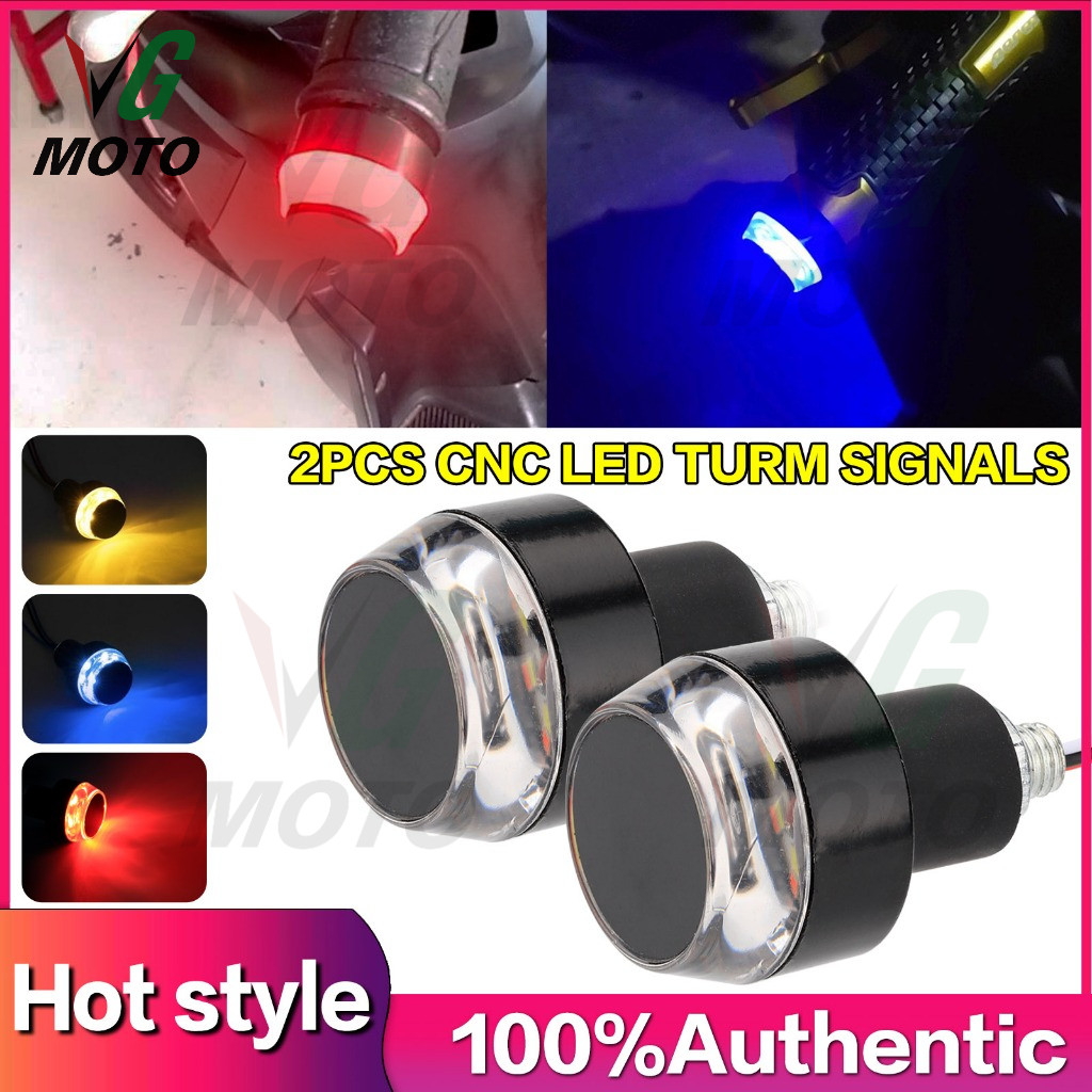 2pcs Motorcycle LED Handlebar End Turn Signal Light DC 12V White Yellow ...