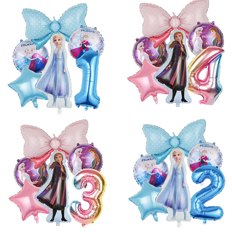 6pcs/set Cartoon Frozen Theme Princess Elsa Anna Foil Balloon set For ...