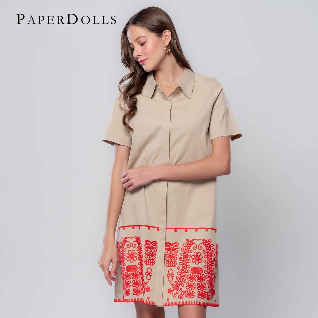 Paperdolls Anne Collette Shirt-Dress with Embroidery | Shopee Philippines