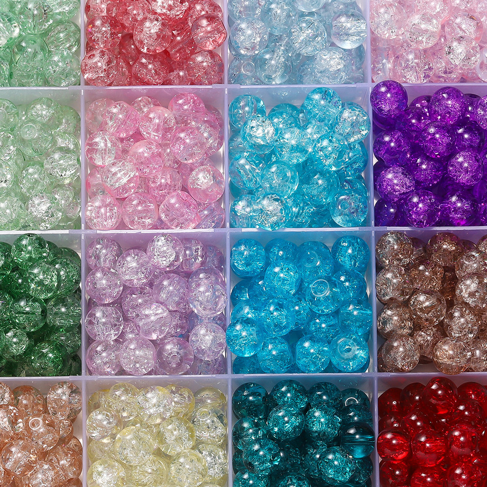 St. kunkka 50/100Pcs 8mm Monochrome Popcorn Beads Crack Beads Glass ...