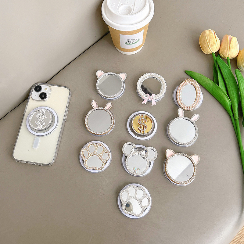 Cute Cartoon Mirror Round Magnetic Phone Holder for Magsafe Case and ...