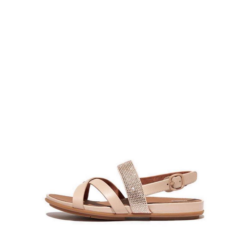 Fitflop Gracie Women's Crystal Leather Strappy Back-Strap Sandals ...