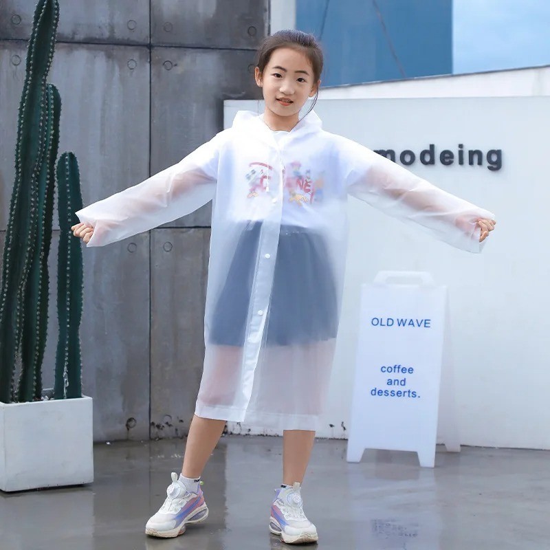 Kids Student Hooded Jacket Rain Coat Children Girl Boy Poncho Raincoat ...