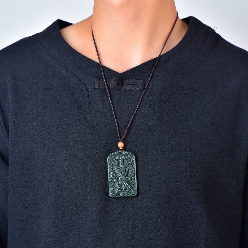 Qingyu Guan Gong Pendant Double-Sided Carved God of Wealth Guan Gong ...