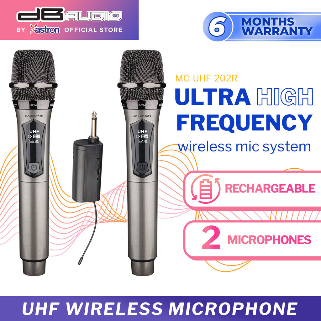 Db Audio by Astron MC-UHF-202R Ultra High Frequency Wireless microphone system | 2 wireless mic ...