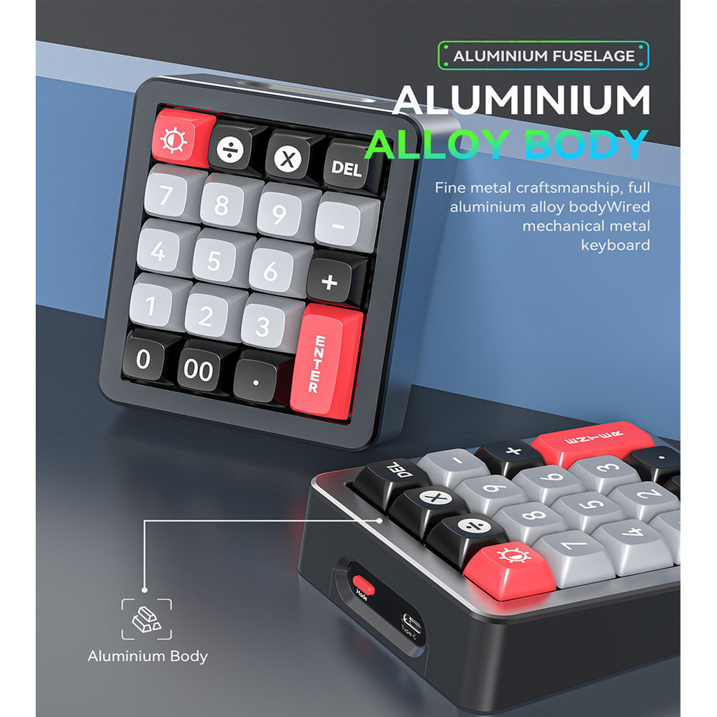 Jomaa Aluminum Mechanical Numeric Keyboard Full Hot Swappable Keys RGB ...
