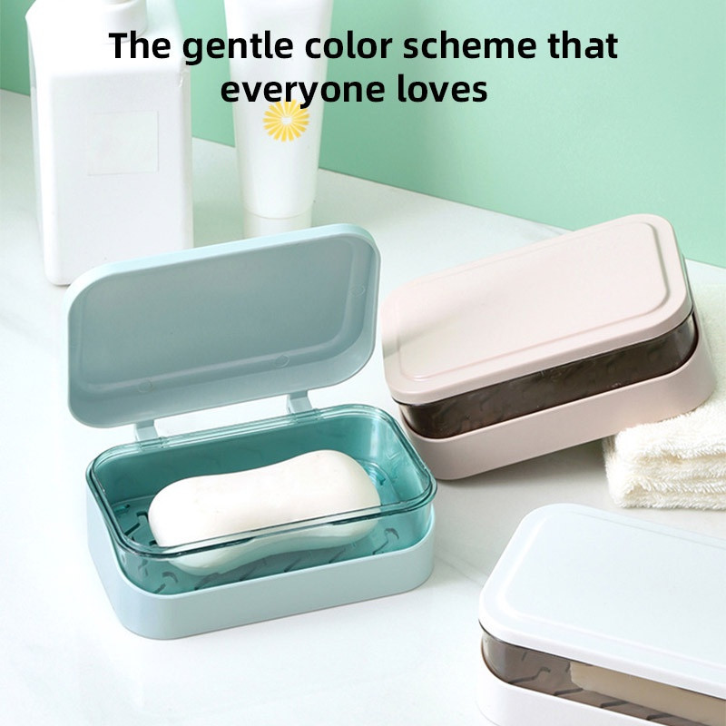 Bathroom Soap Box Creative Drain with Lid Flip Top Drain Soap Dish with ...
