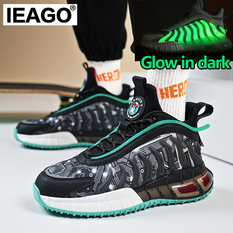 IEAGO Men Basketball Shoes Glow in Dark Breathable Sports Training ...