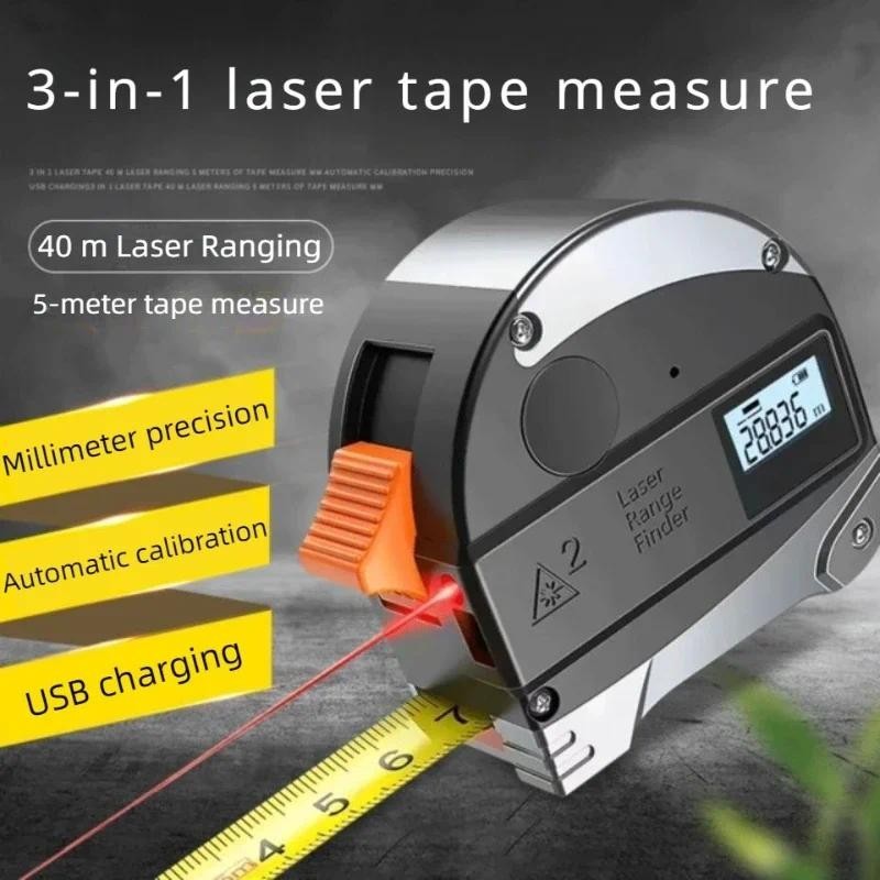 2 In 1 Laser Tape Measure Laser Rangefinder 40M Accurate Digital Laser ...